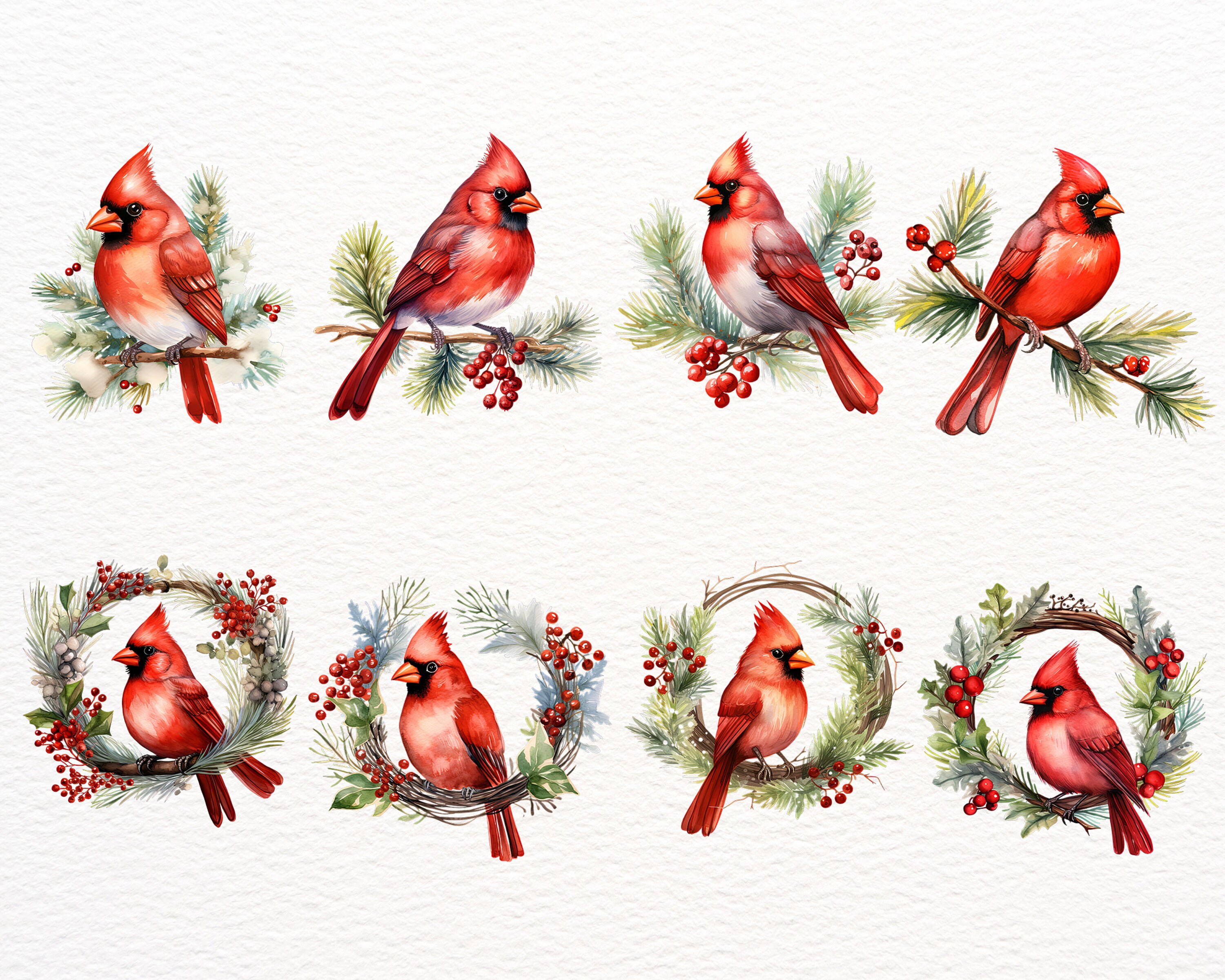Red Cardinal Clipart | Winter Clipart | Decorated Christmas Tree | Red ...