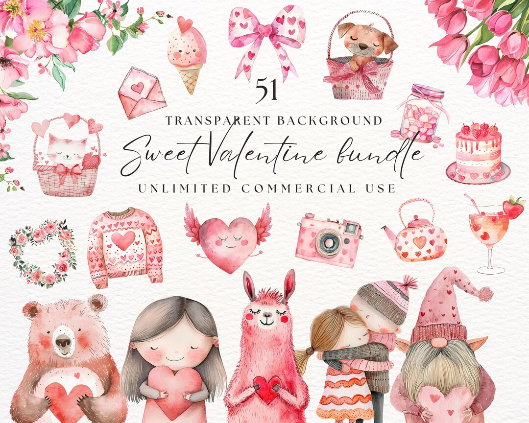 Sweet Valentine Clipart Bundle Valentines Day Clipart Valentines Png ...