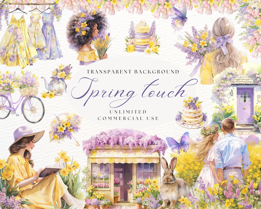 Watercolor Spring Clipart | Spring Clipart Bundle | Summer Clipart ...