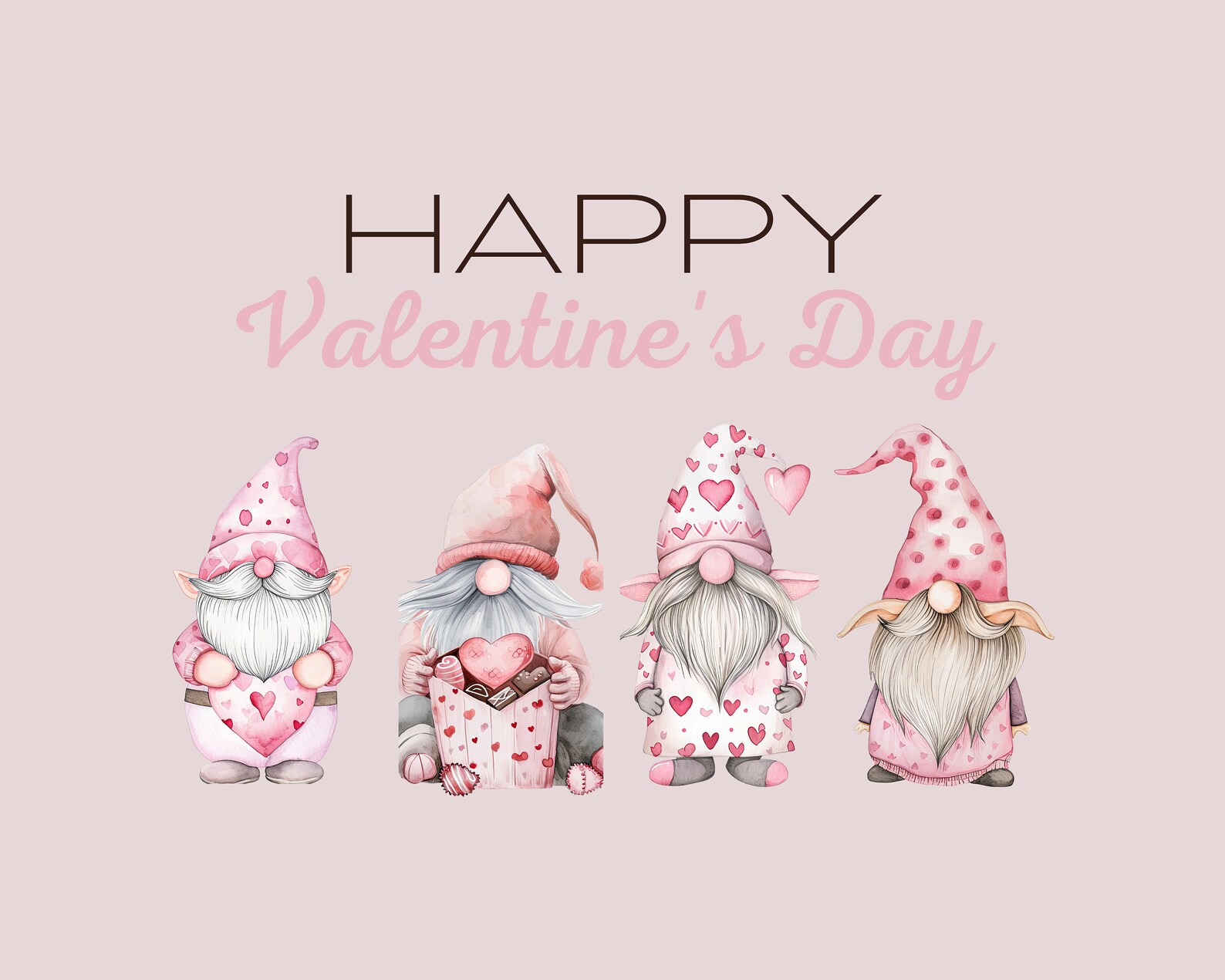 Watercolor Gnome Valentine's Clipart Festive Gnome Clipart Junk Journal ...