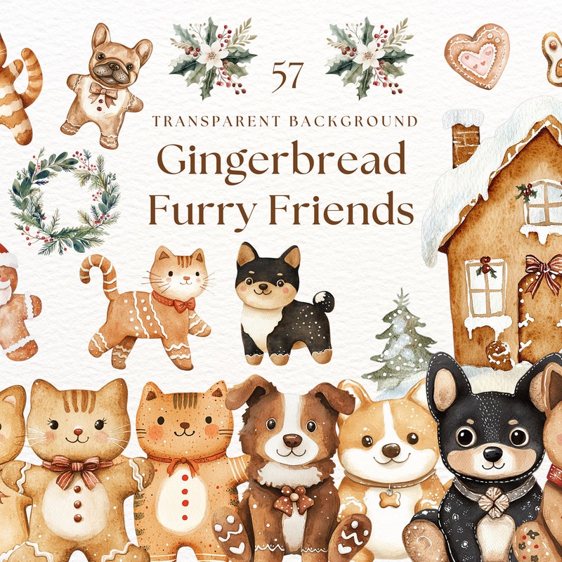 Gingerbread Clipart - Etsy