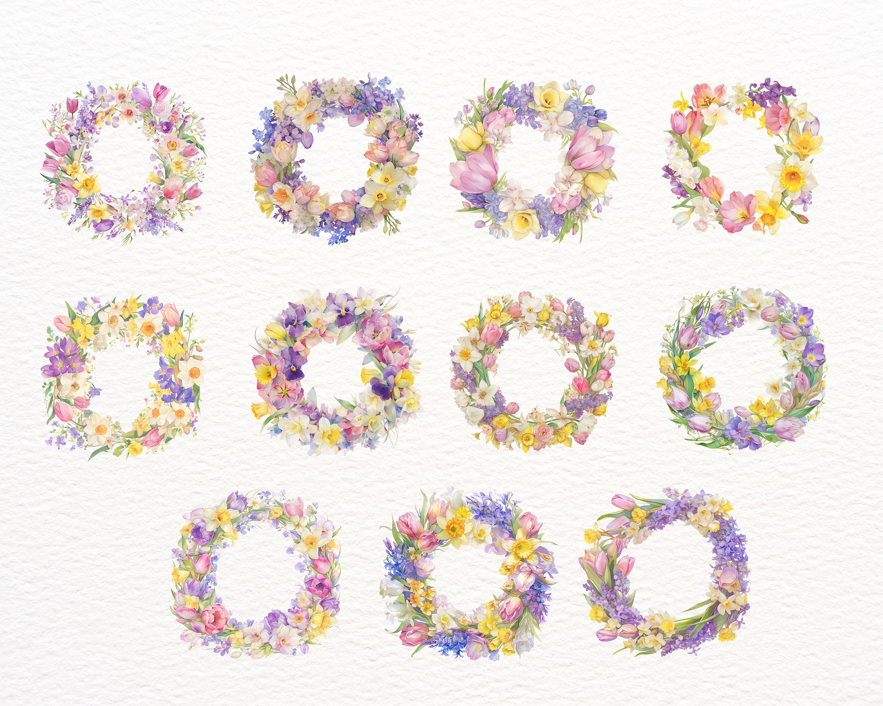 Watercolor Spring Wreath | Wedding Clipart | Spring Clipart ...