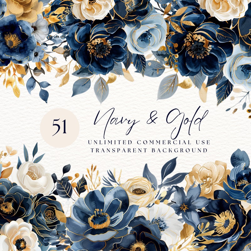 Navy Blue Gold - Etsy