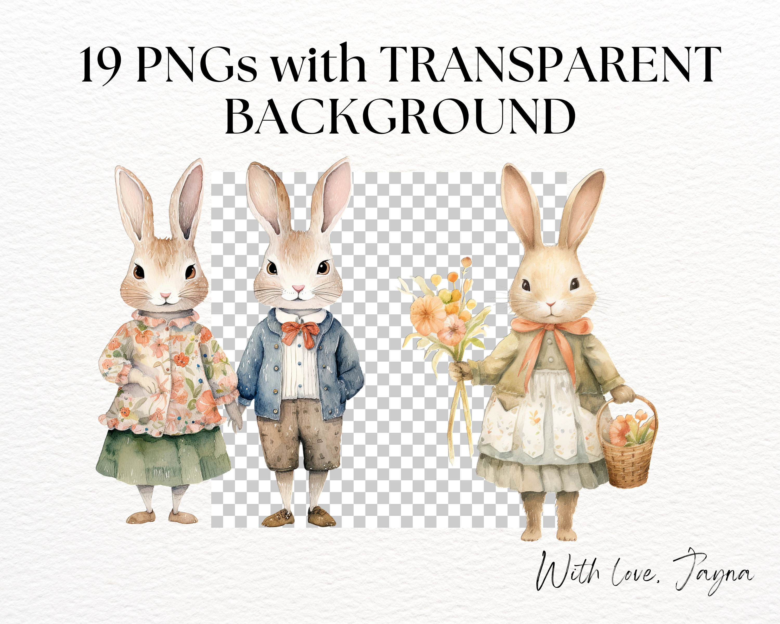 Easter Bunny Clipart | Spring Clipart | Easter Bunny Png | Cute Rabbit ...