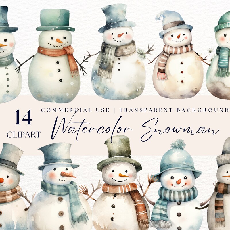 Snowmen Clipart - Etsy