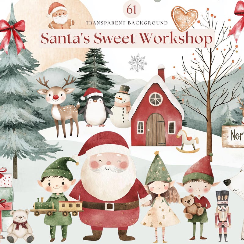 Santas Workshop Clipart - Etsy