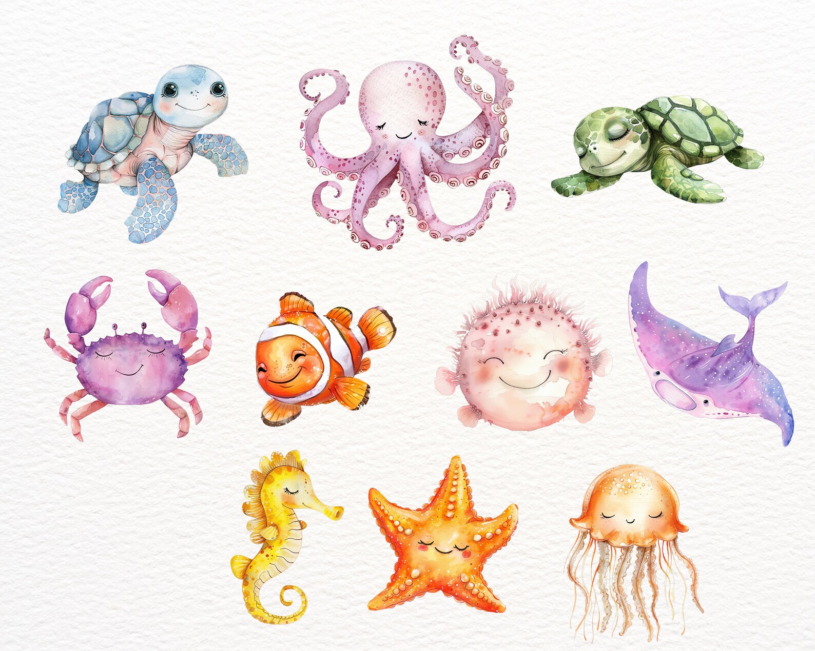 Under the Sea Clipart Bundle, Cute Sea Animals , Ocean Clipart ...