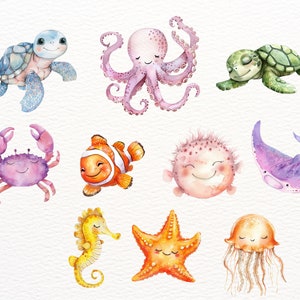 Under the Sea Clipart Bundle, Cute Sea Animals , Ocean Clipart ...