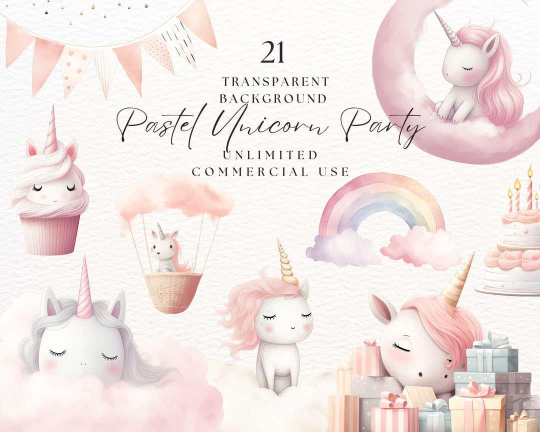 Pastel Unicorn | Birthday Clipart | Unicorn Clip Art | Watercolor ...