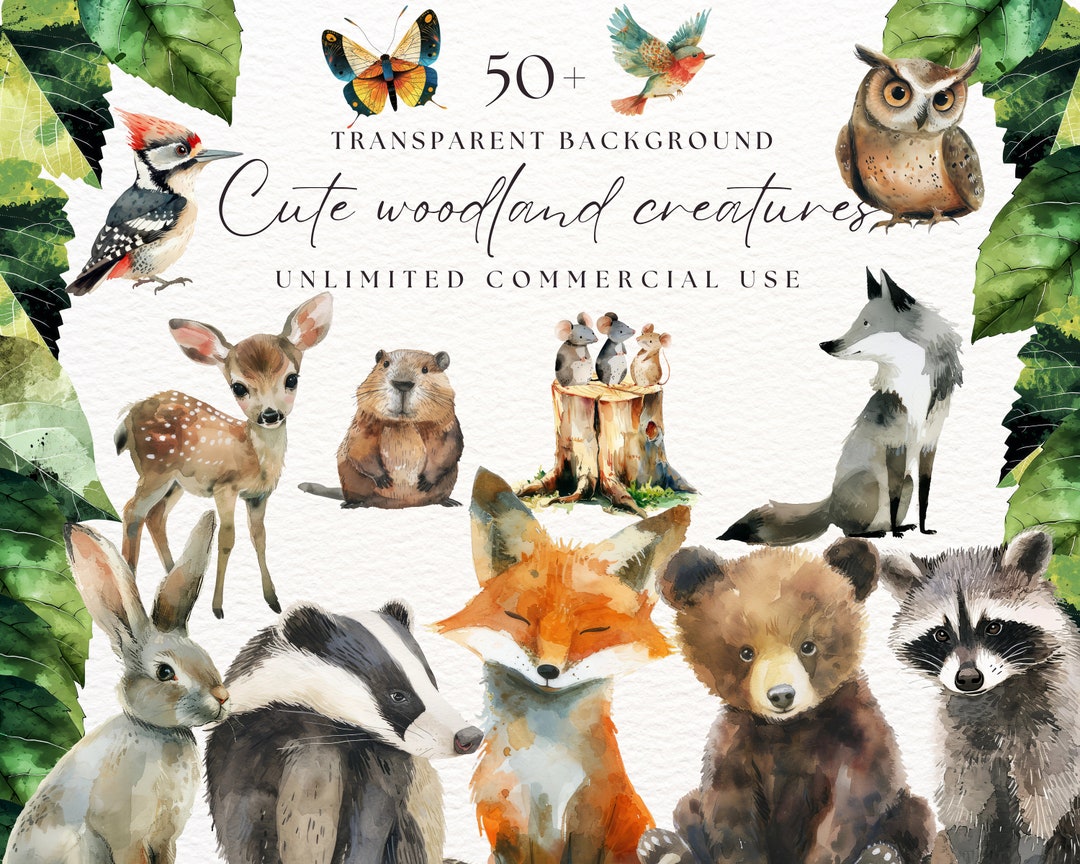 Watercolor Woodland Creatures Clipart | Forest Animal Clipart ...