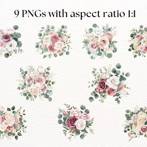 Dusty Pink Floral Clipart, Watercolor Pastel Flowers Clipart, Spring ...