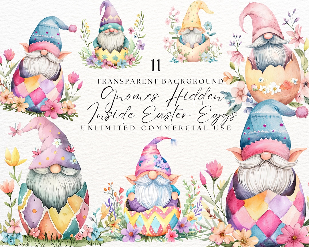 Watercolor Easter Gnome Clipart | Easter Eggs | Commercial Use ...