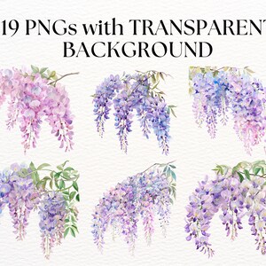 Wisteria Clipart | Watercolor Clipart | Paper Crafts | Purple Flowers ...