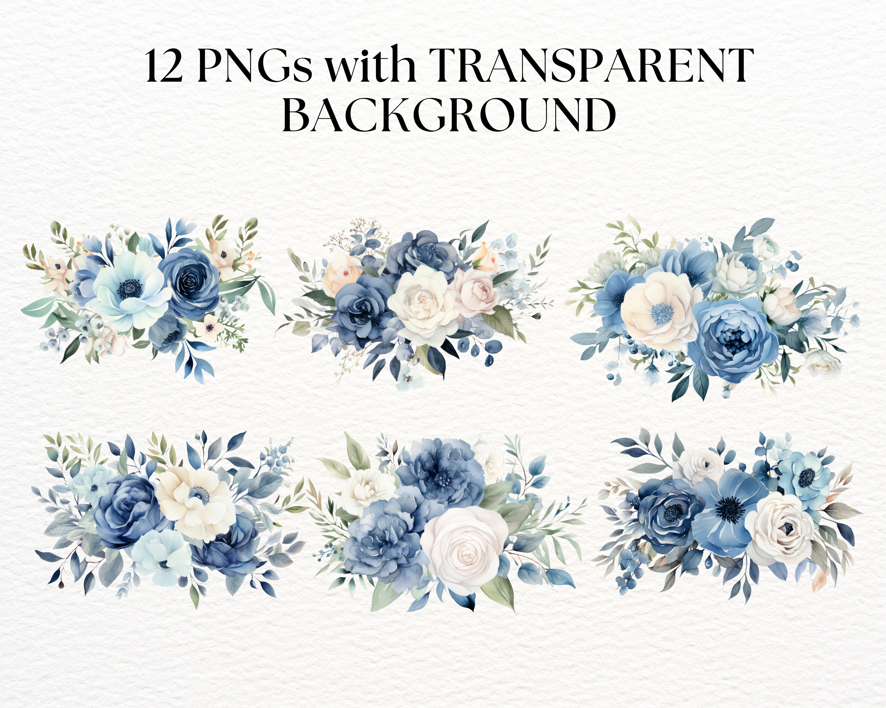 Boho Blue Flower Png | Bohemian Flower | Watercolor Clipart | Blue ...