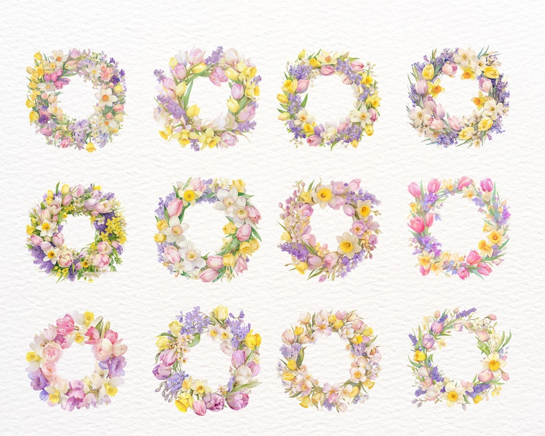 Watercolor Spring Wreath | Wedding Clipart | Spring Clipart ...