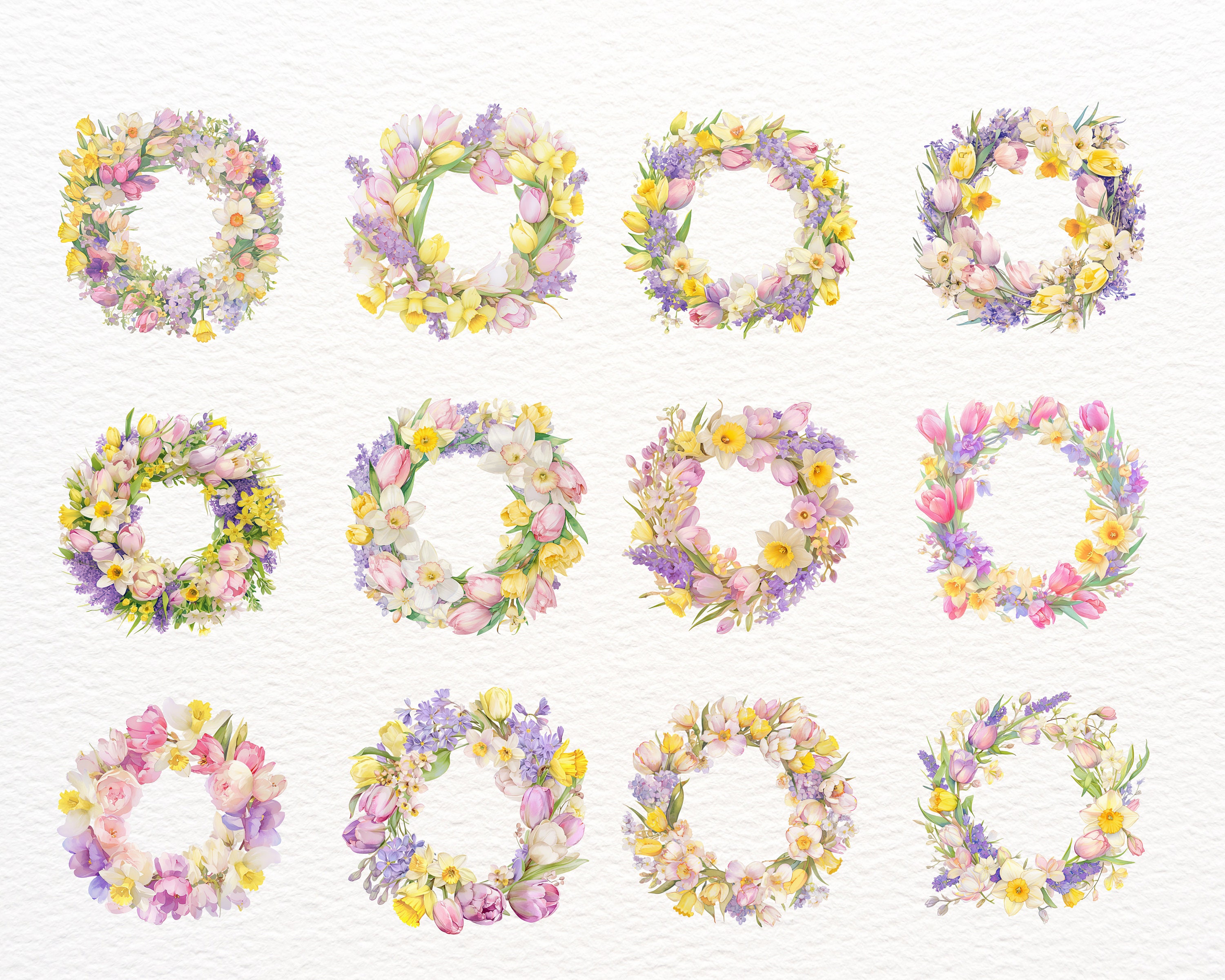 Watercolor Spring Wreath Wedding Clipart Spring Clipart Watercolor ...