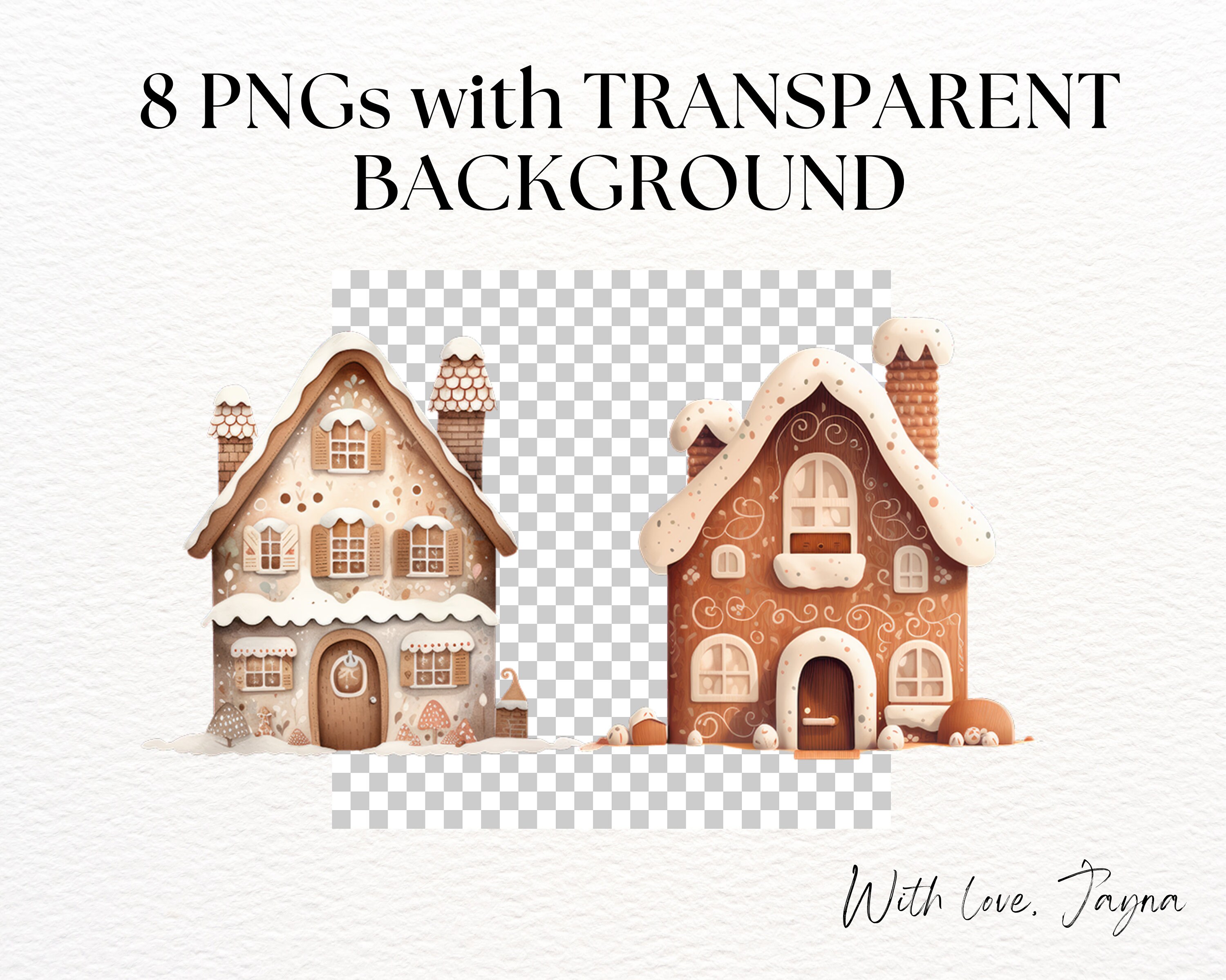 Watercolor Gingerbread House Clipart Christmas Clipart Card Making ...