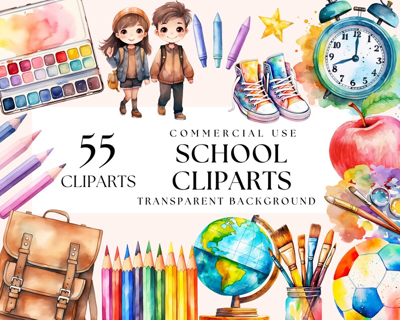 Classroom, School Watercolor Cliparts, Teacher Clip Art, Transparent ...