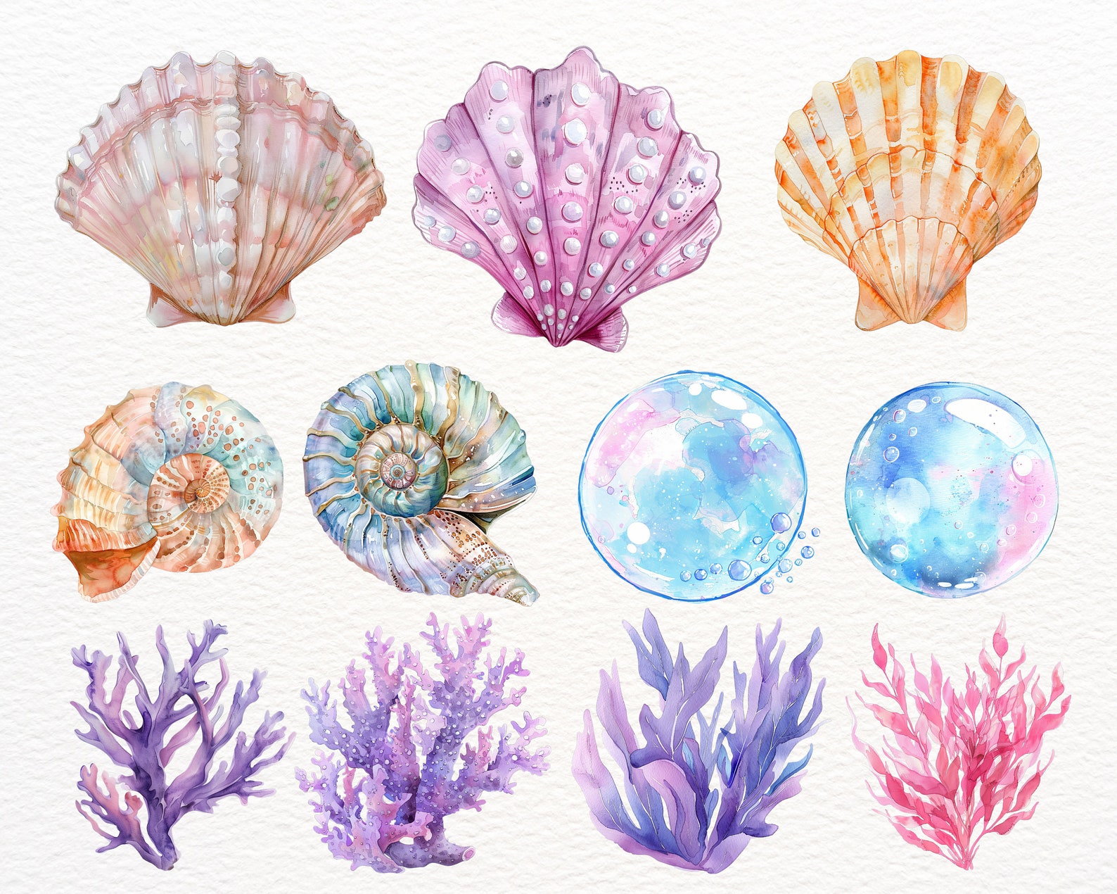 Under the Sea Clipart Bundle, Cute Sea Animals , Ocean Clipart ...
