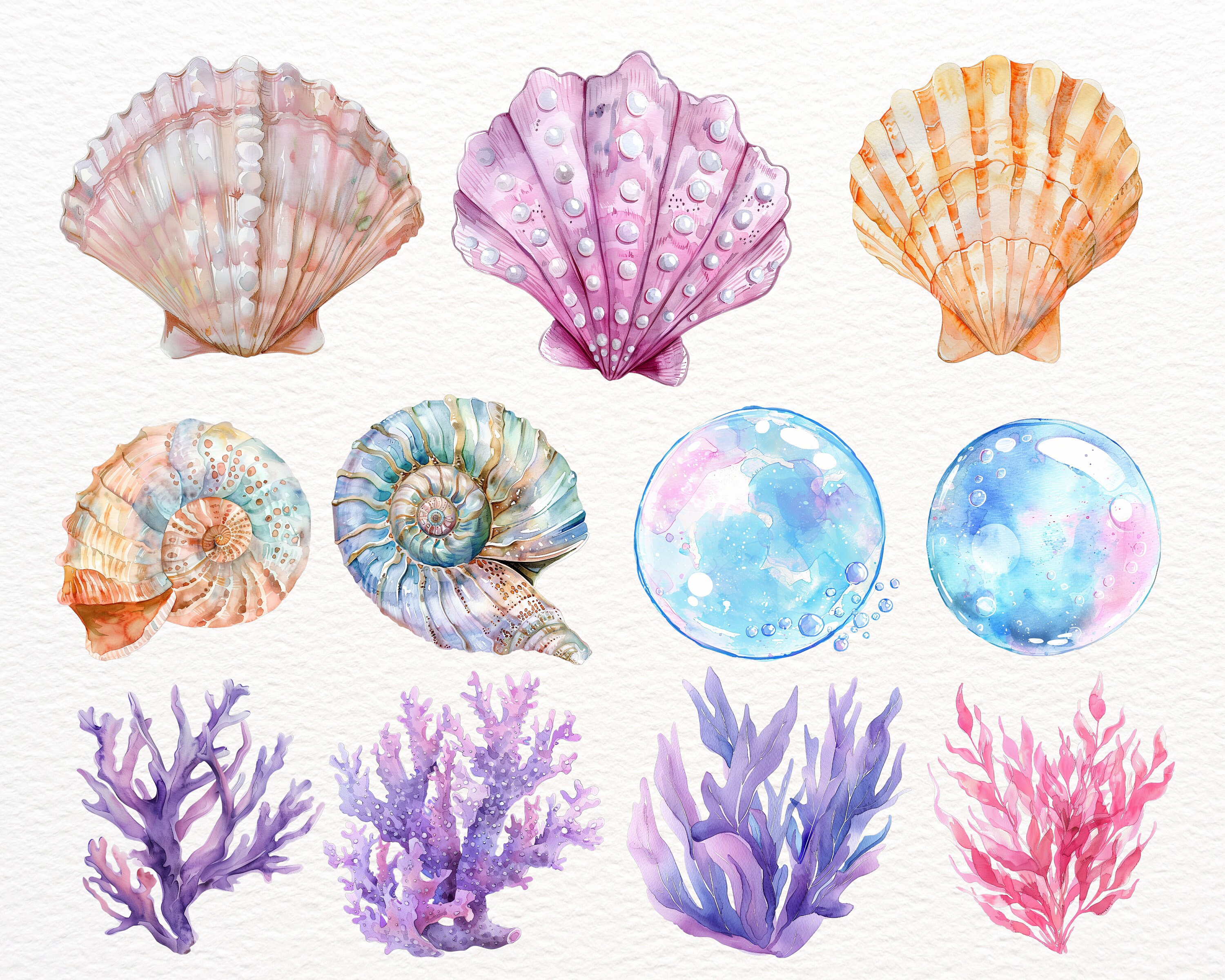 Under the Sea Clipart Bundle, Cute Sea Animals , Ocean Clipart ...