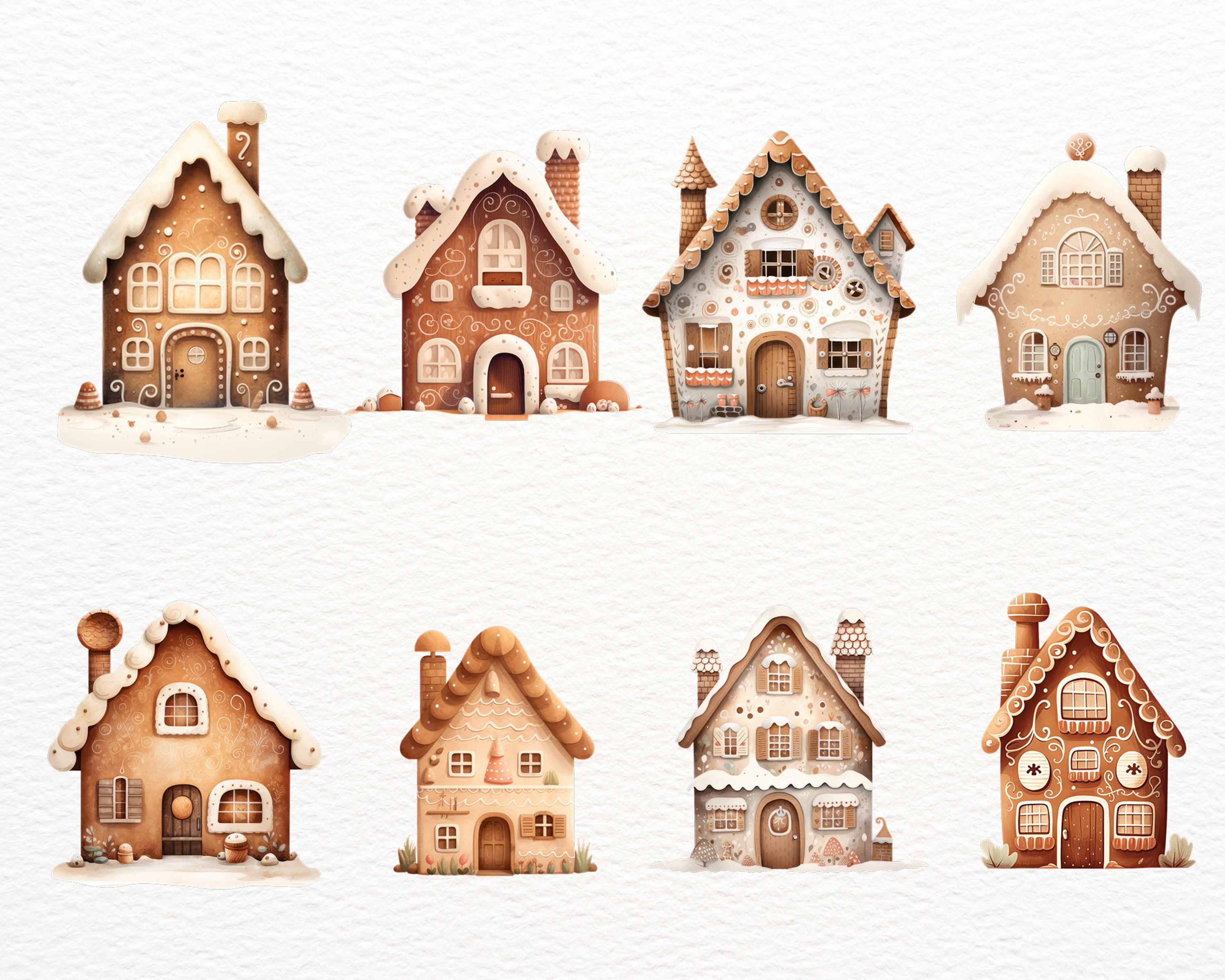 Watercolor Gingerbread House Clipart Christmas Clipart Card Making ...