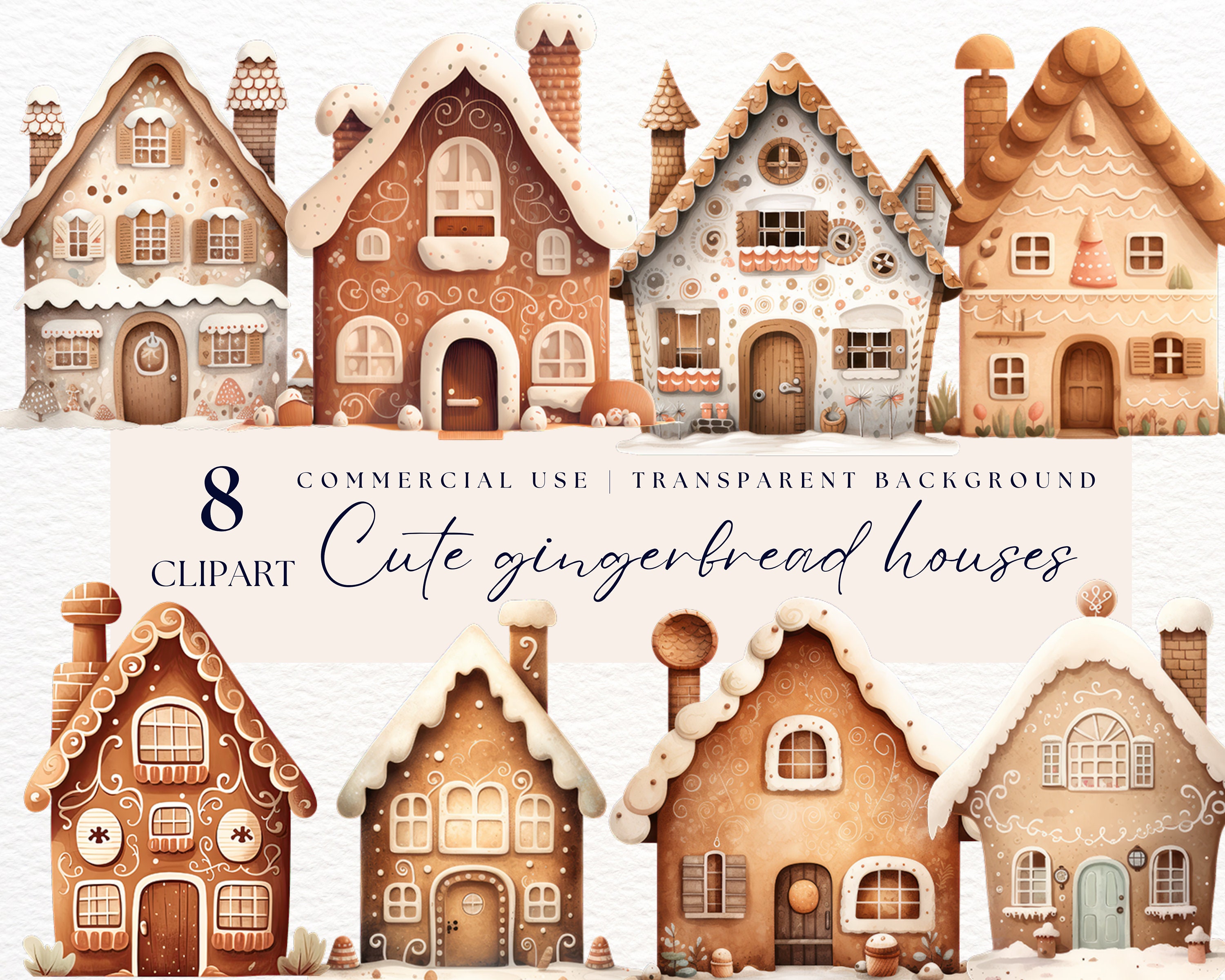 Watercolor Gingerbread House Clipart Christmas Clipart Card Making ...