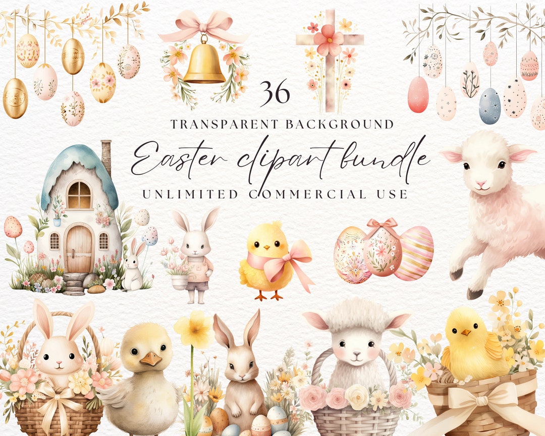 Watercolor Easter Clipart Bundle | Tulip Clipart | Easter Basket Png ...