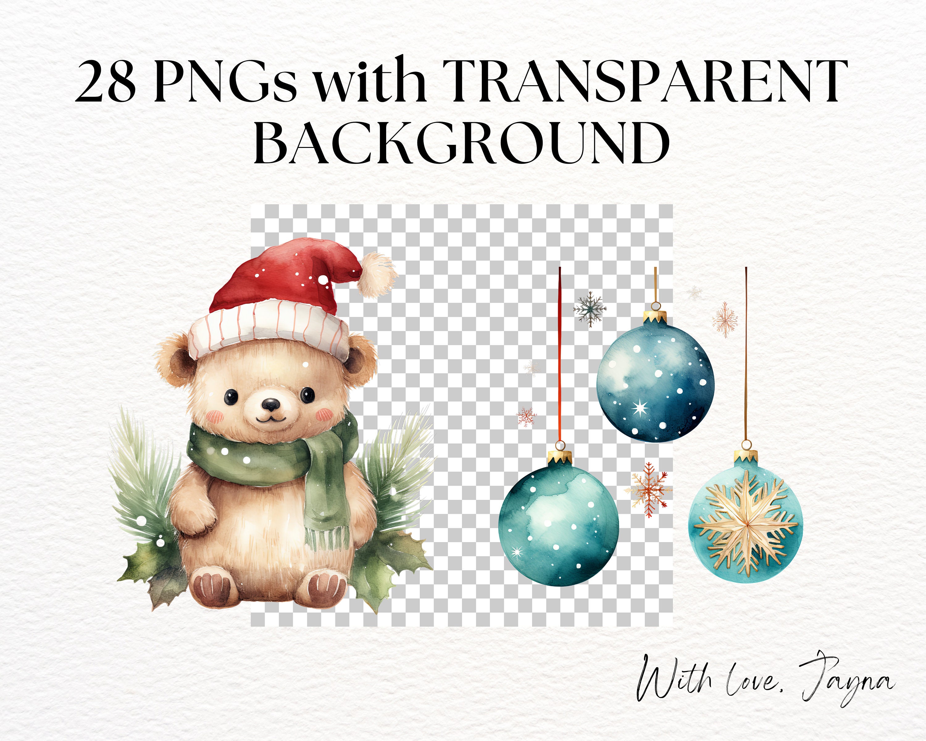 Woodland Christmas Clipart Nursery Clipart Woodland Animals Watercolor ...