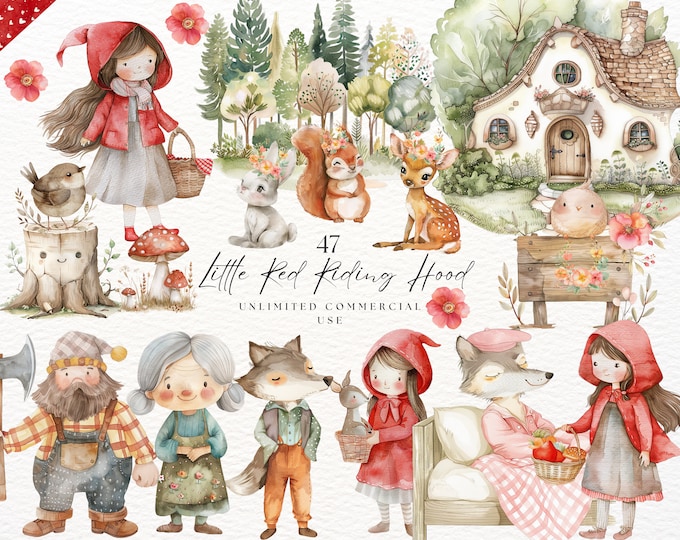 Little Red Riding Hood Clipart, Little Red Cap, Fairy Tale, Wolf, Doll ...