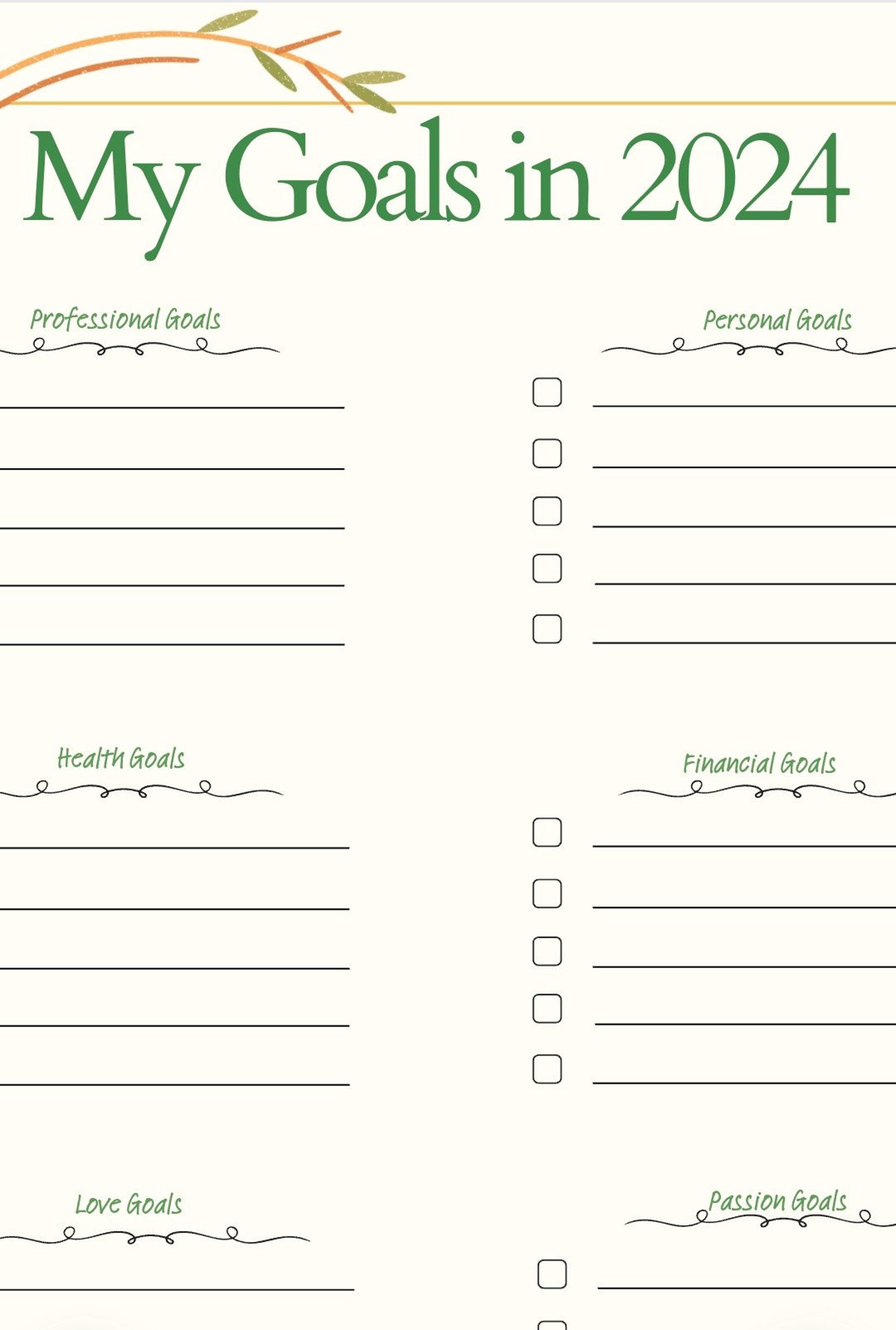 2024 Aesthetic Goals List, Yearly Goals Checklist, Goals List Template ...