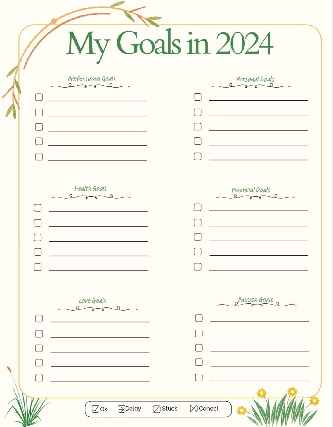 2024 Aesthetic Goals List, Yearly Goals Checklist, Goals List Template ...