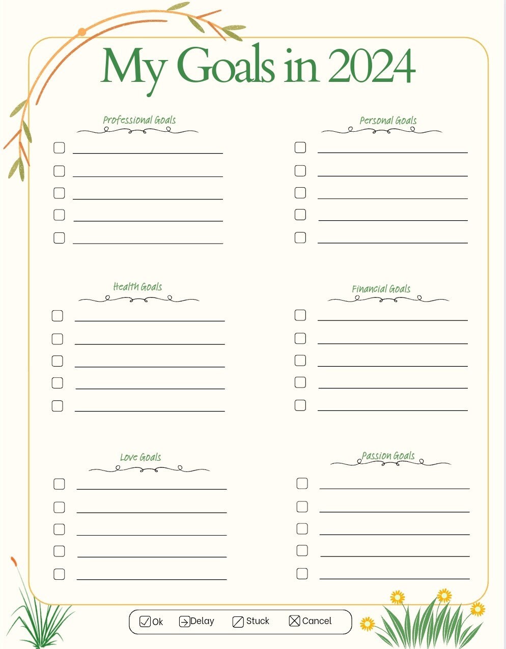 2024 Aesthetic Goals List, Yearly Goals Checklist, Goals List Template ...