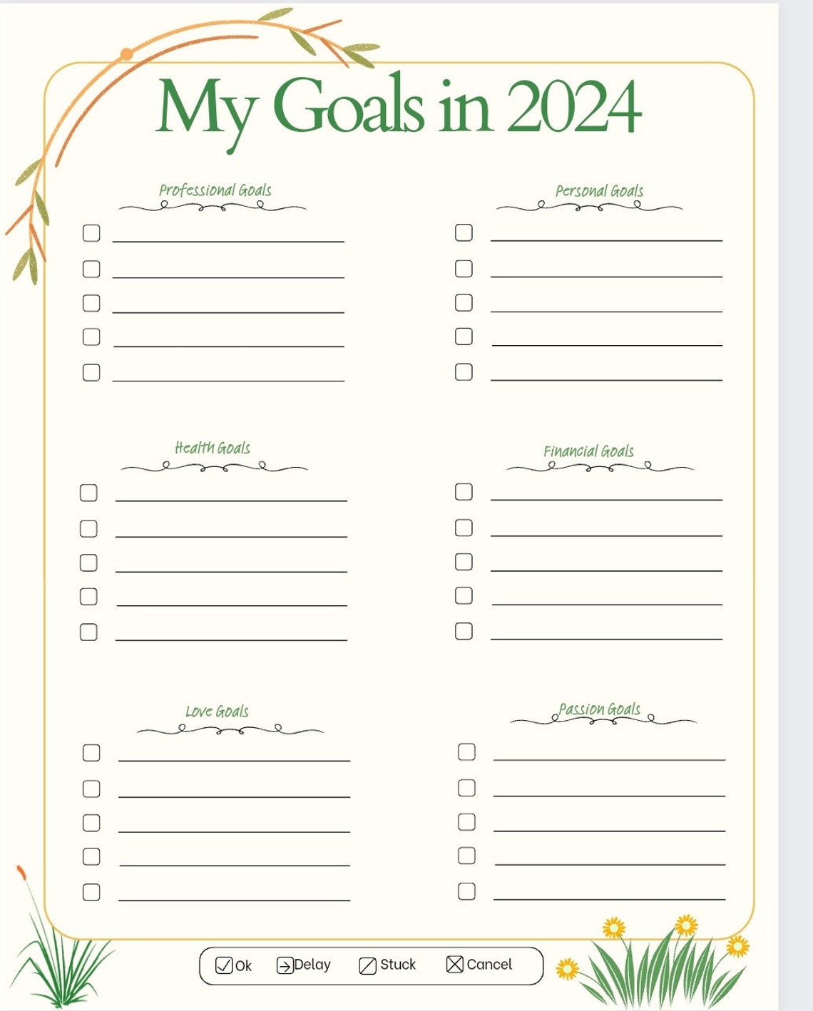 2024 Aesthetic Goals List, Yearly Goals Checklist, Goals List Template ...