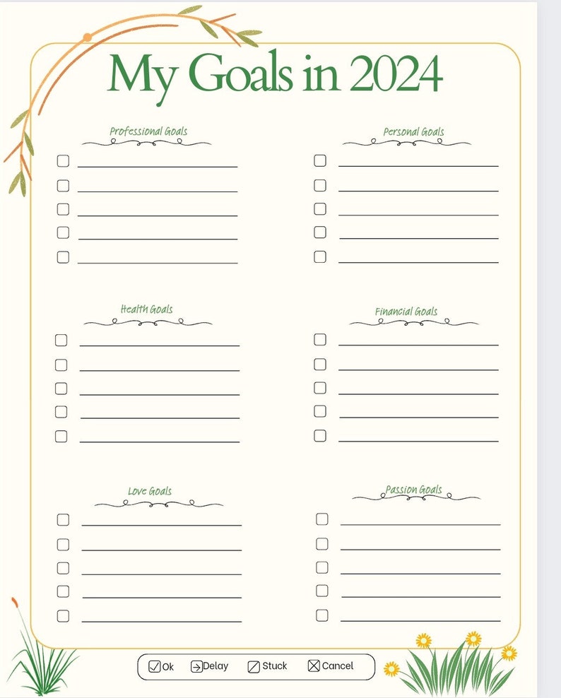 2024 Aesthetic Goals List, Yearly Goals Checklist, Goals List Template ...