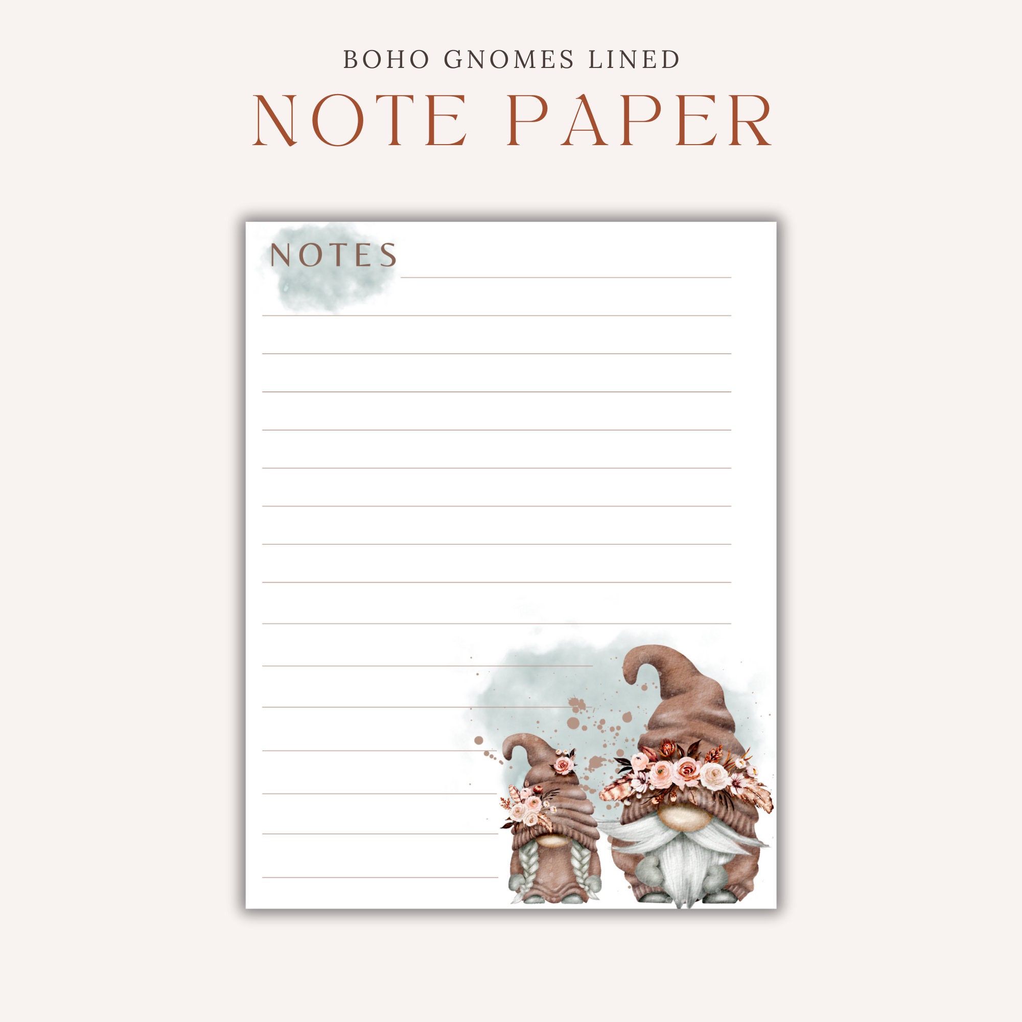 Gnome Stationery Printable BOHO Gnomes Digital Download - Etsy