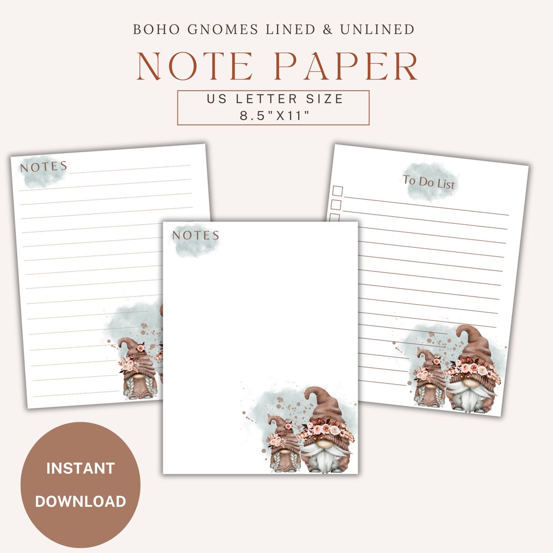 Gnome Stationery Printable BOHO Gnomes Digital Download - Etsy
