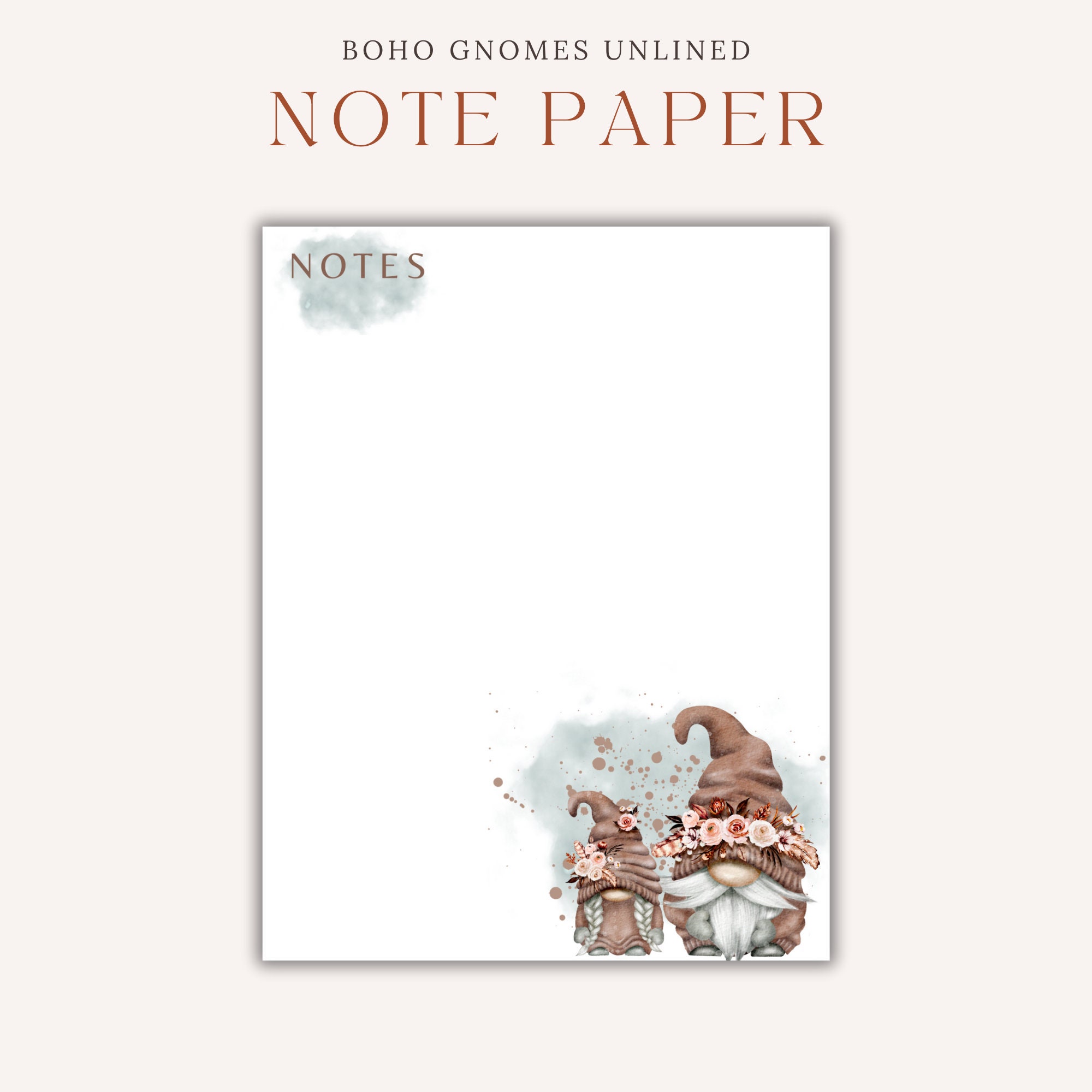 Gnome Stationery Printable BOHO Gnomes Digital Download - Etsy