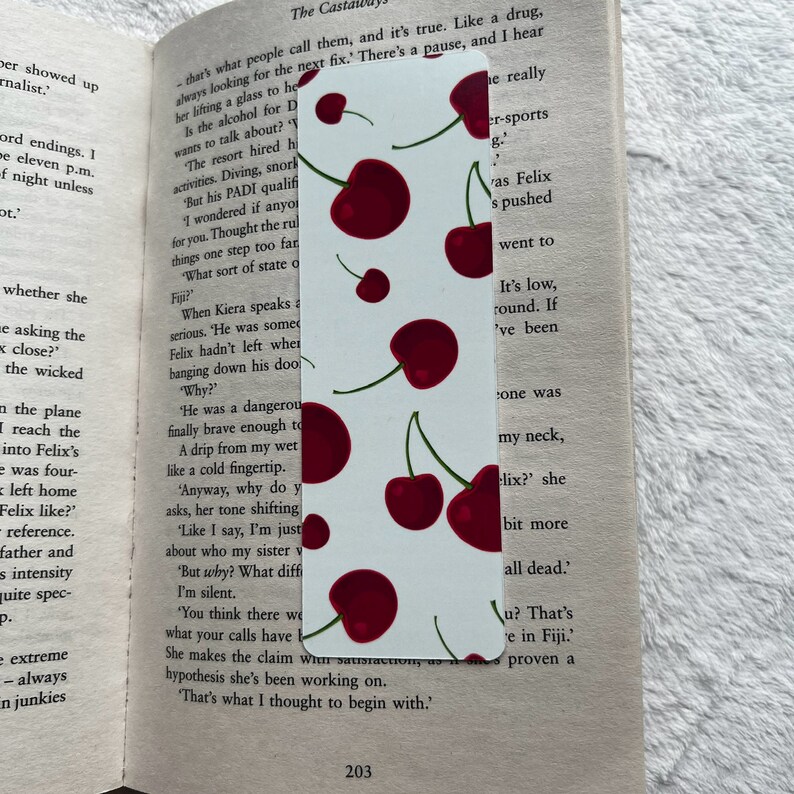 Cherry Bookmark Cute Bookmark Coquette Book Lovers Pretty Bookmark ...