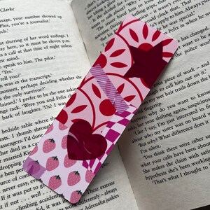 Strawberry Heart Bookmark Cute Bookmark Coquette Book Lovers Pretty ...