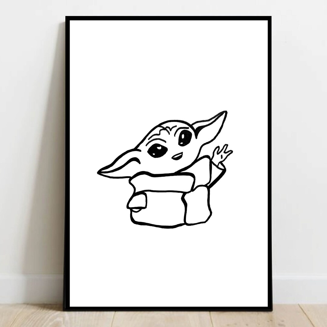 Babyyoda Line Drawing L Line Art L Inspired Fan Art L Cute - Etsy