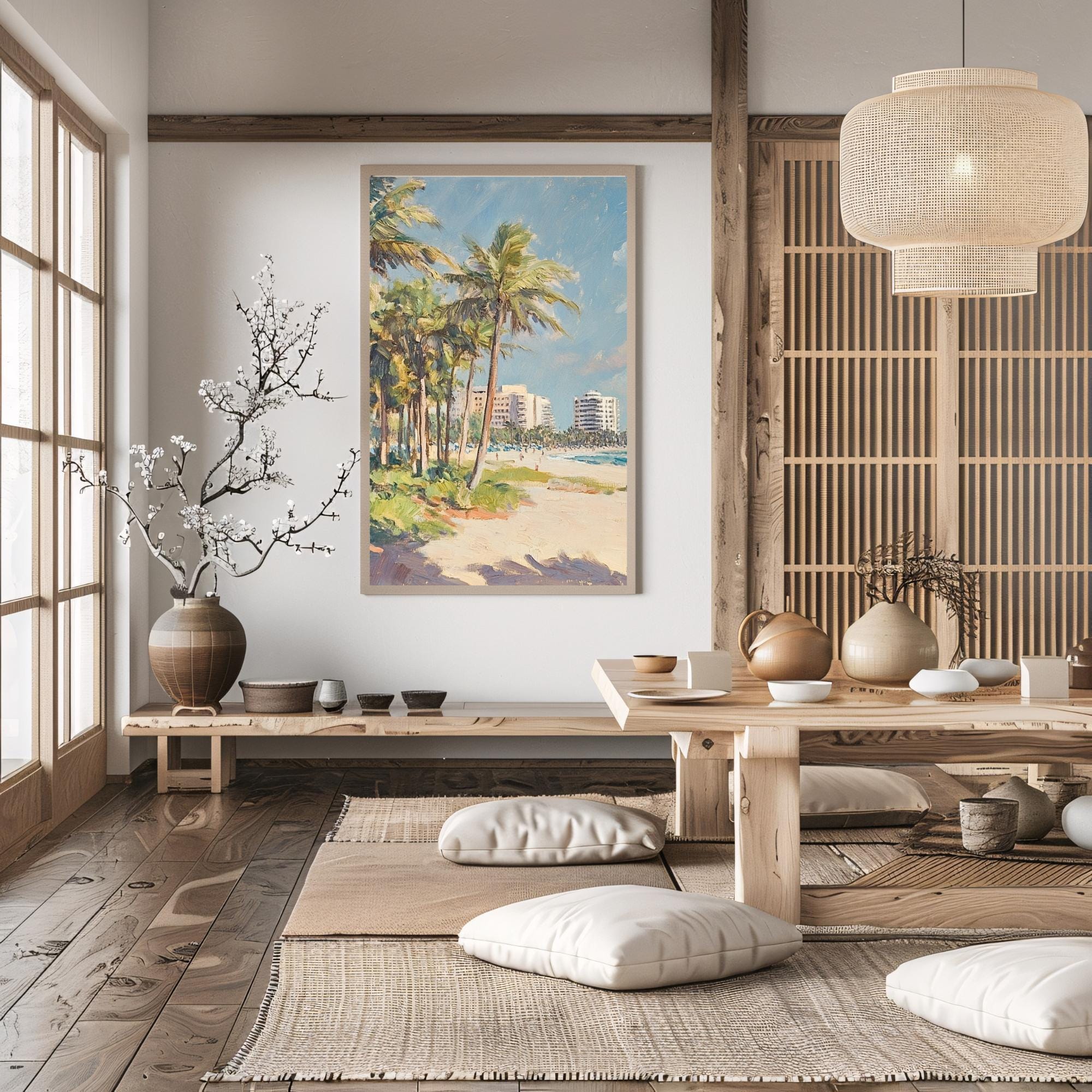 Miami Beach Painting, Printable Painting, Oil Painting, AI Generated ...