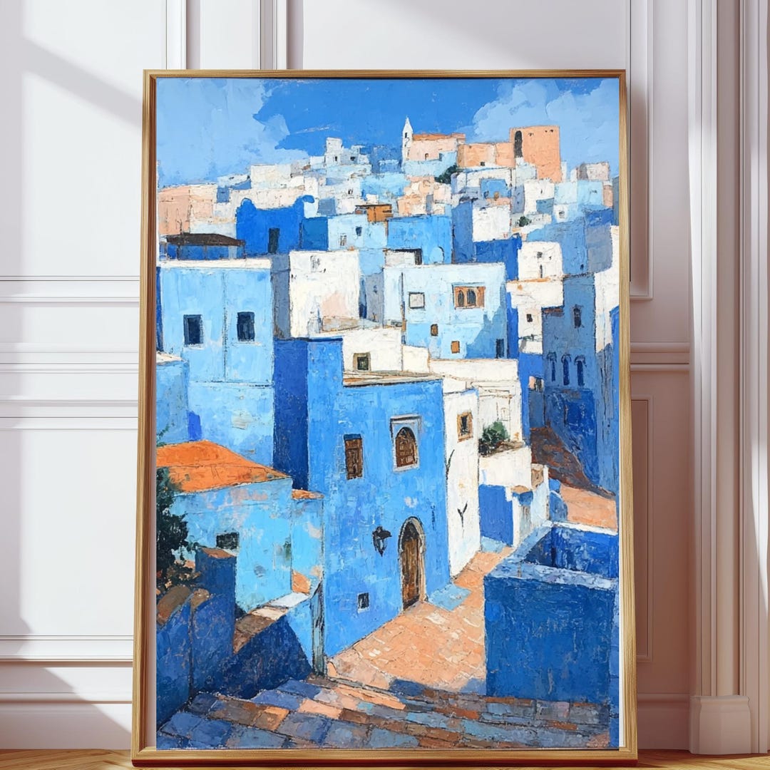Blue City Printable Oil Painting, Vintage Painting, Digital Prints ...