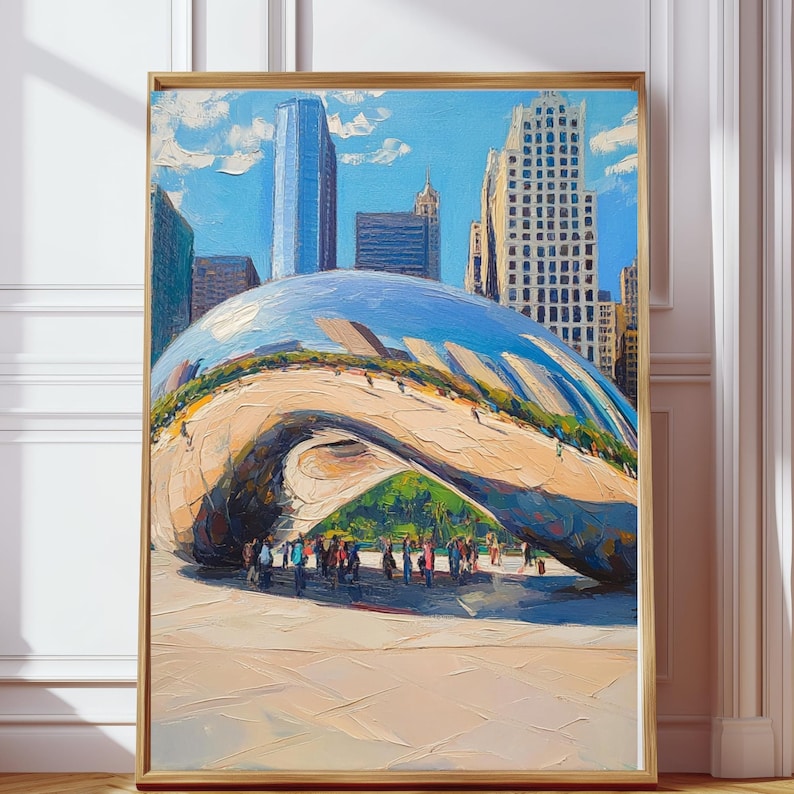 Chicago Bean Printable Oil Painting, Digital Painting, Digital Prints ...