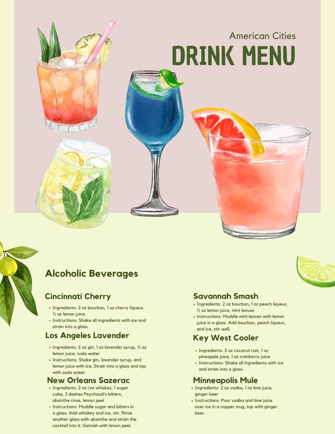 30 Recipe Digital Cocktail Menu, Digital Menu, Cocktail Menu, Drink ...