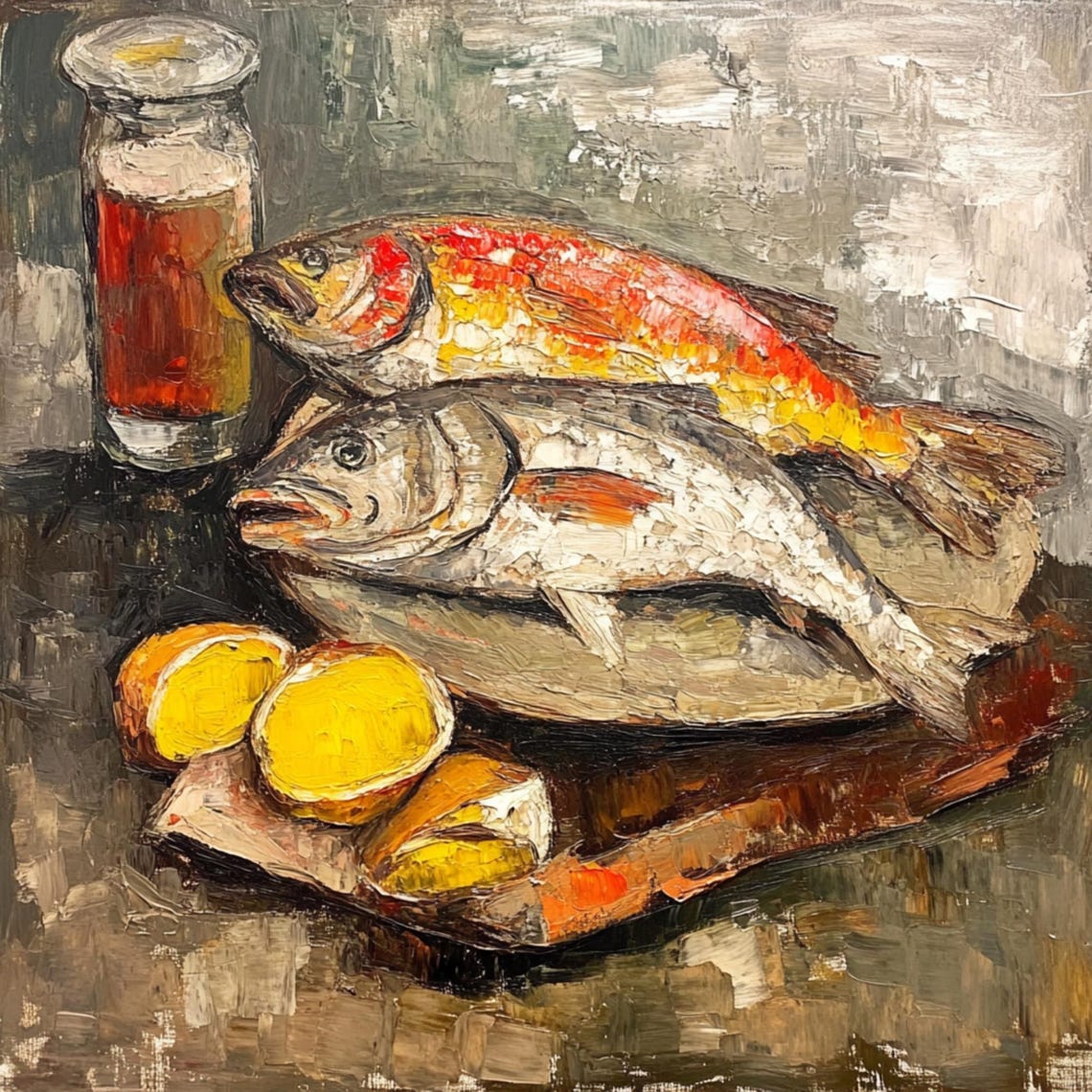 Fish and Loaf Printable Oil Painting, Digital Prints, Digital Painting ...