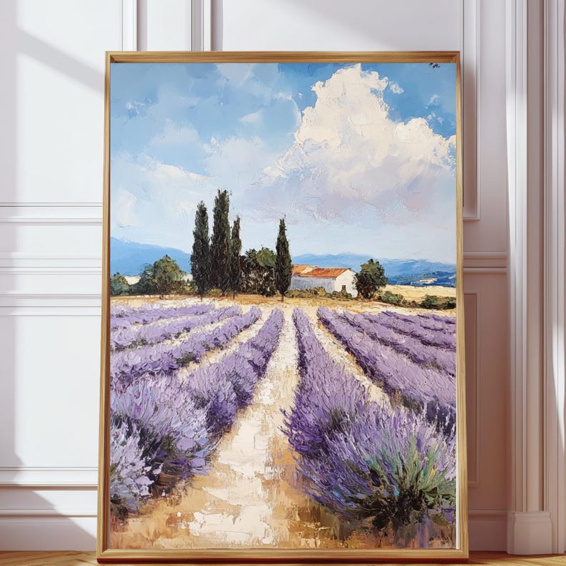Lavender Field Printable Oil Painting, Vintage Painting, Livingroom ...