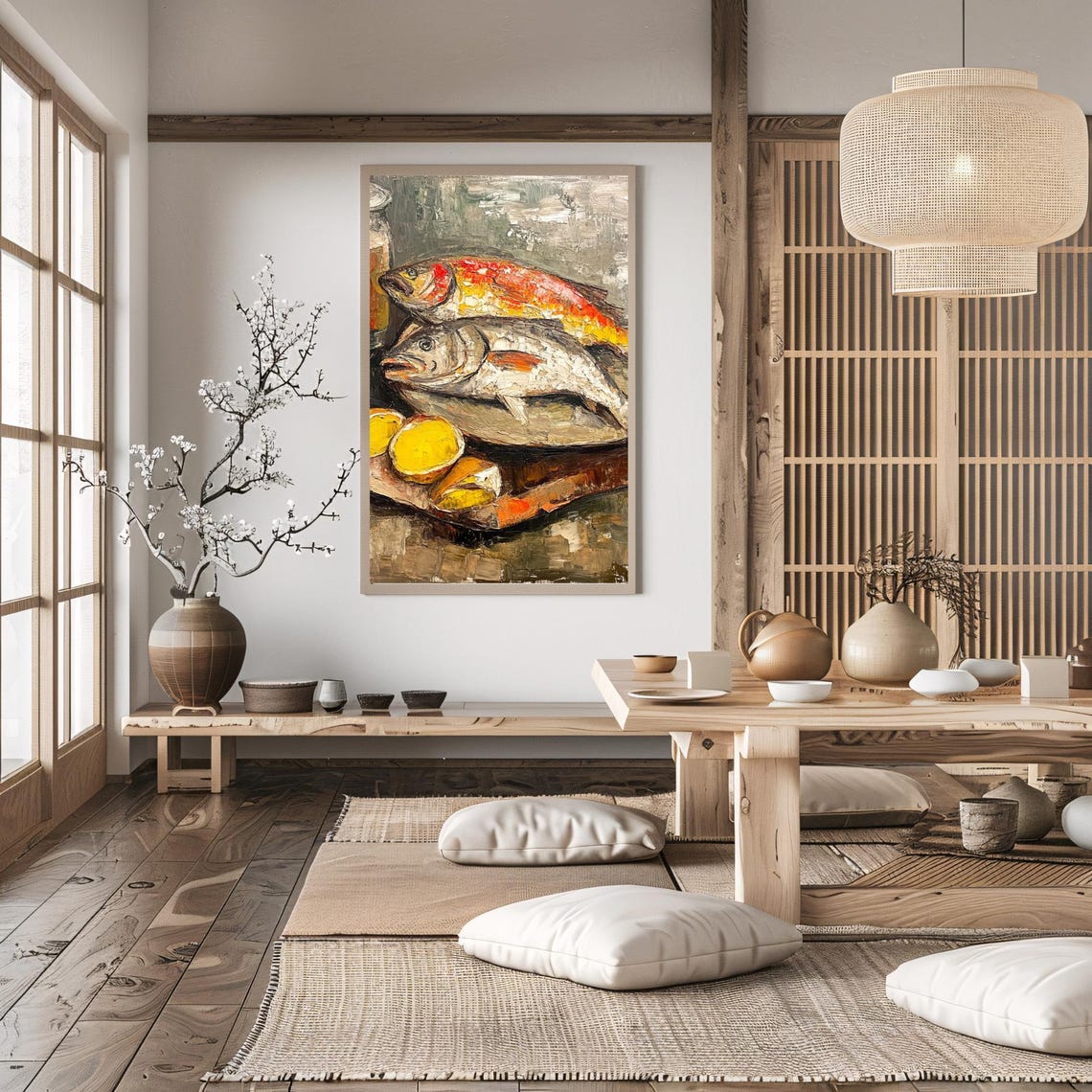 Fish and Loaf Printable Oil Painting, Digital Prints, Digital Painting ...