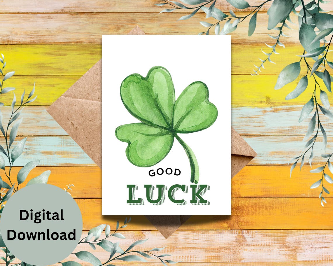 Good Luck Printable Greeting Card, Good Luck Card, Good Luck Printable ...