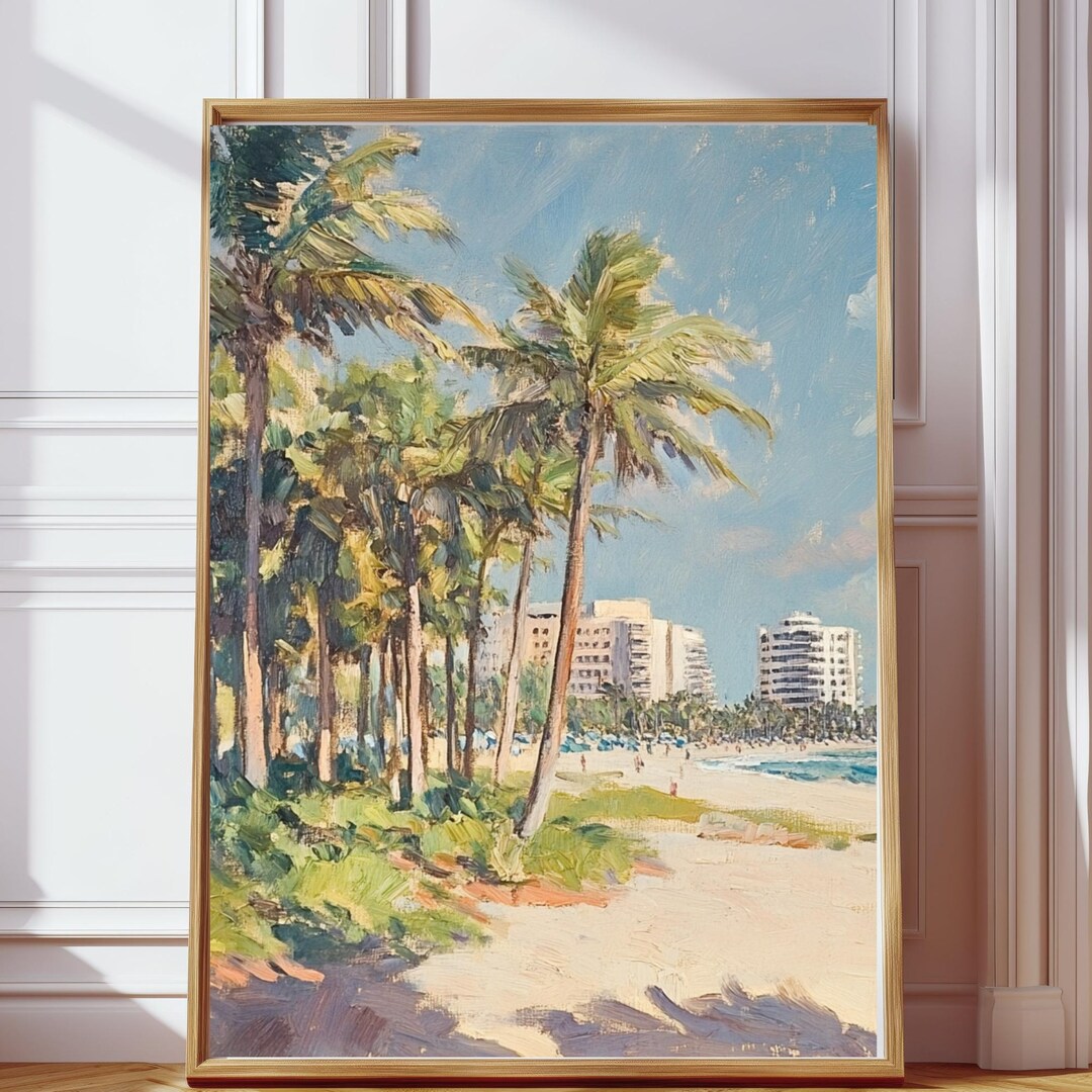 Miami Beach Painting, Printable Painting, Oil Painting, AI Generated ...