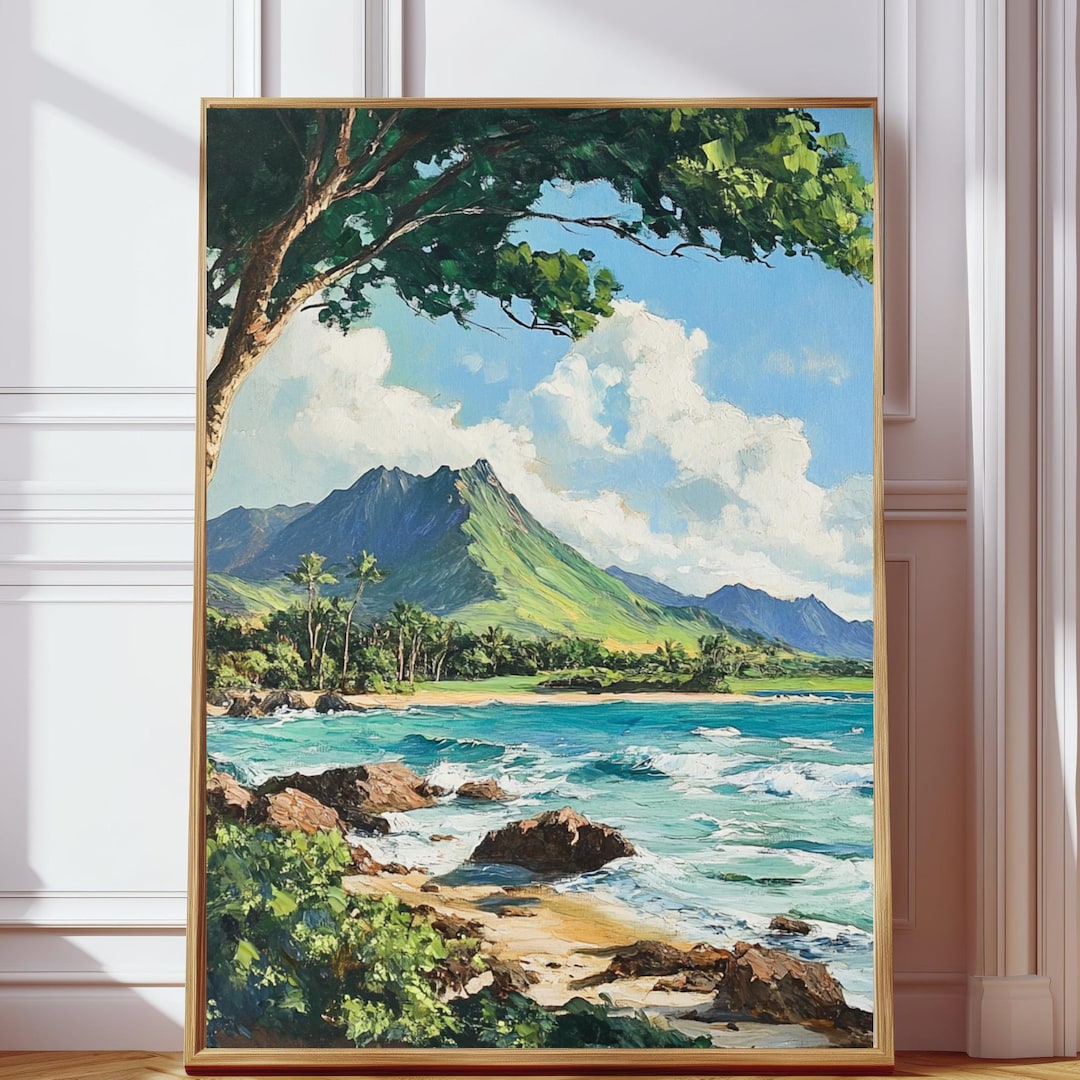 Kailua Printable Oil Painting, Hawaii Printable Oil Painting, Hawaii ...